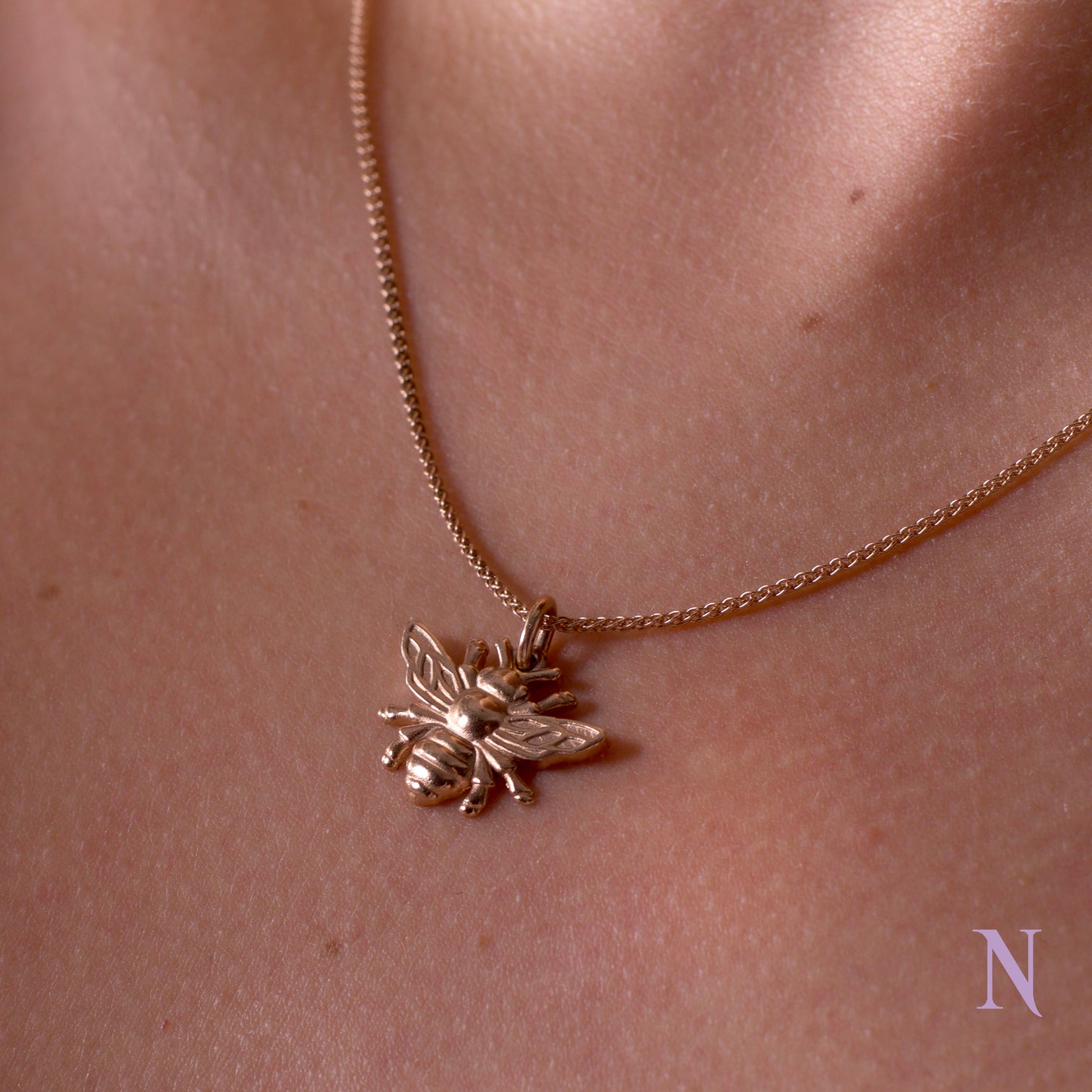 Rose Gold Manchester Bee Pendant Necklace | Nouveau Jewellers